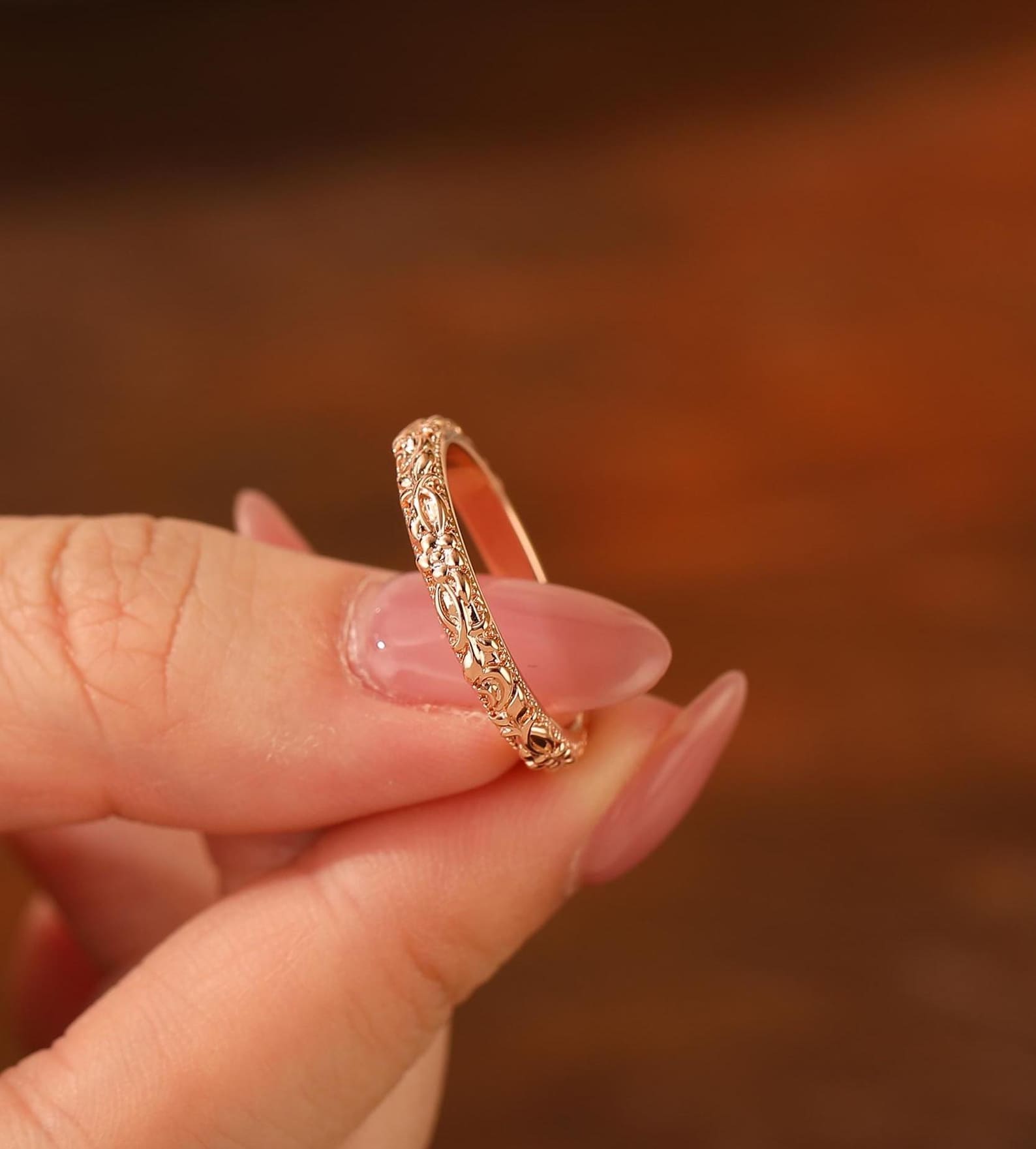 Vintage Textured Leaf Ring, Art Deco Leaf Pattern Ring, Handmade ...