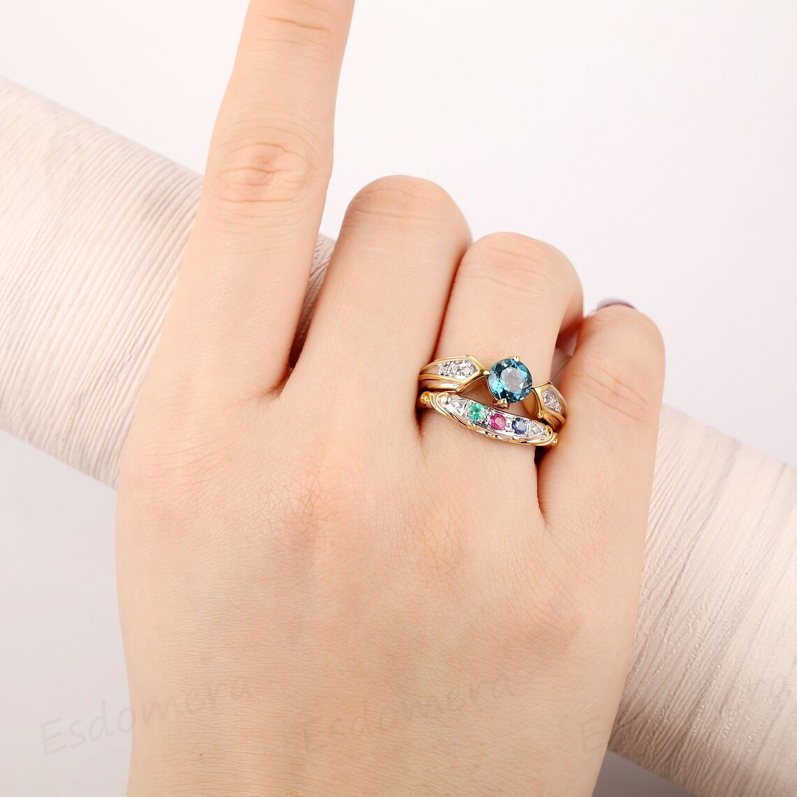 Zelda Ring Set Game Triforce Design London Blue Topaz Bridal - Etsy
