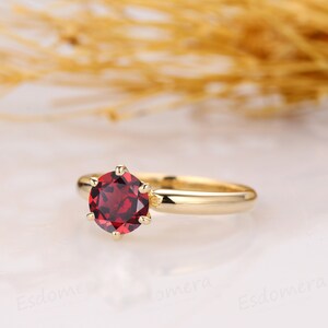 Natural Round Red Garnet Engagement Ring Gemstone Promise - Etsy