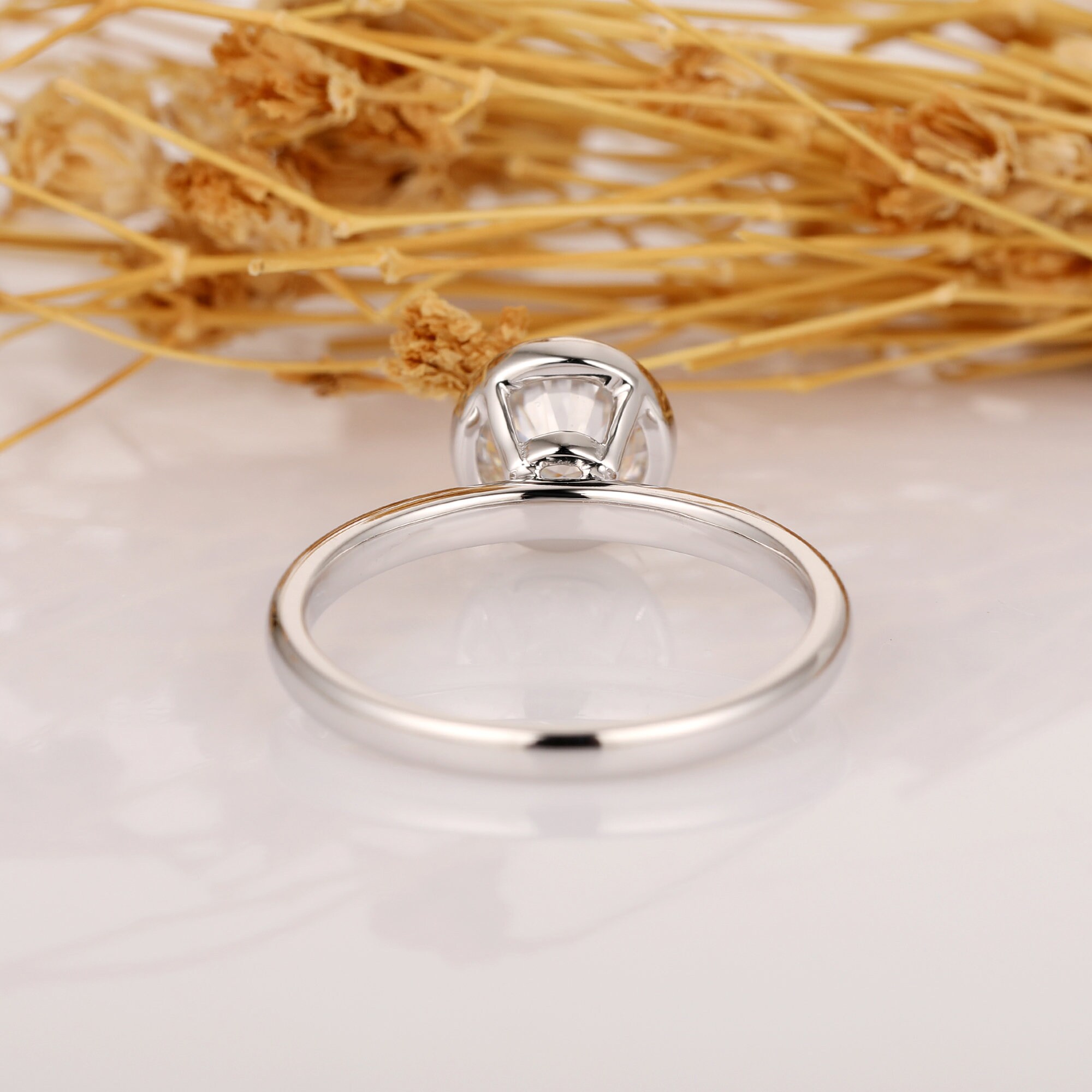 Moissanite Solitaire Ring Brilliant Round Cut 6.5mm | Etsy