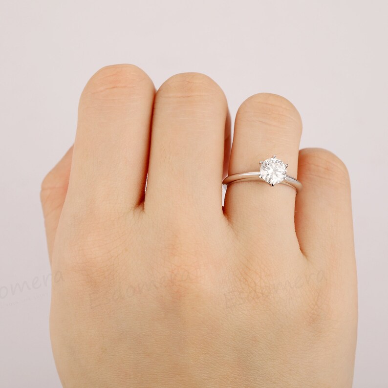 Women's Moissanite Ring Round 1CT Moissanite Ring | Etsy