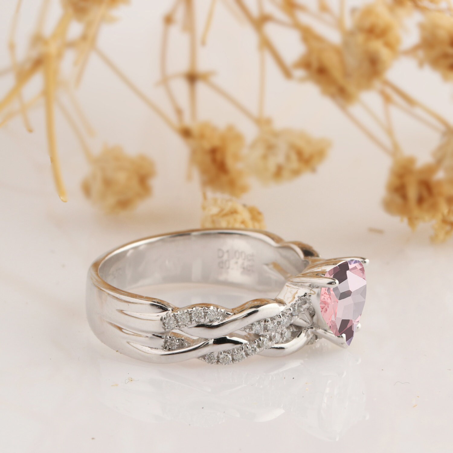 Morganite Wedding Ring Heart Shape 1CT Morganite Engagement | Etsy