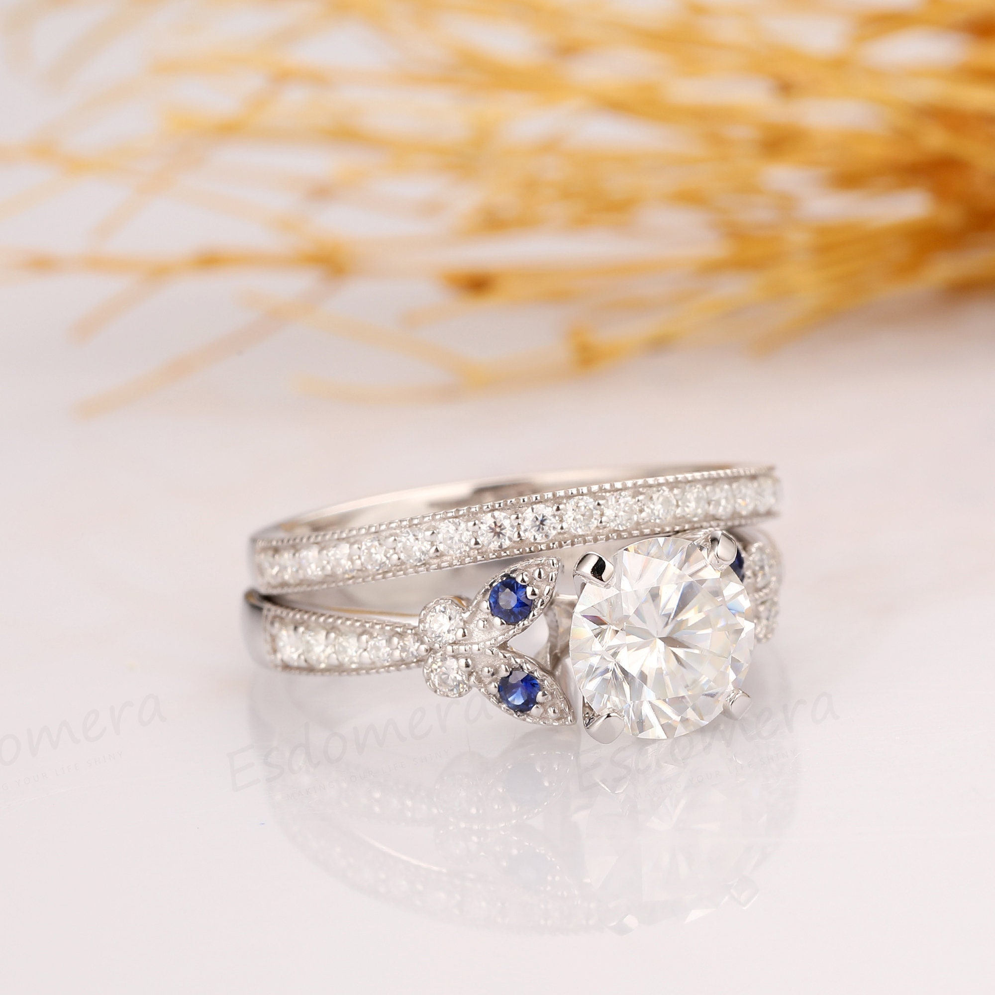 Moissanite Bridal Set Round 2ct Esdomera Moissanite Ring - Etsy