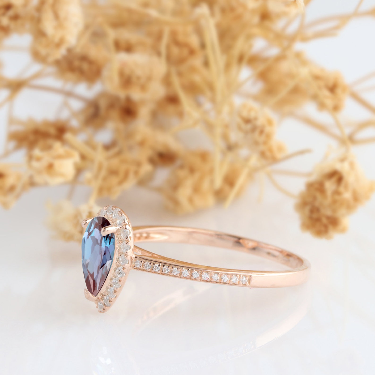 Pear Cut Alexandrite Ring Drop Shape 5x8mm Alexandrite | Etsy