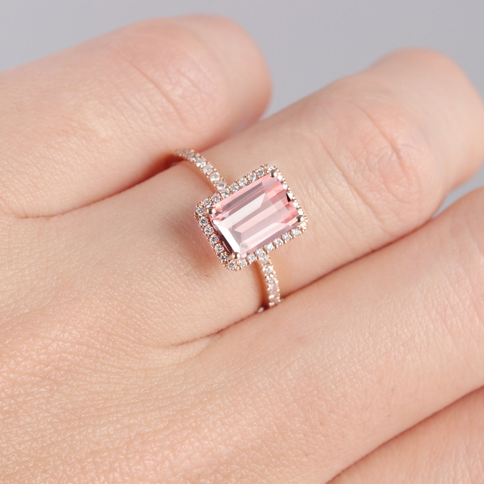 Emerald Cut Morganite Ring 6x8mm Emerald Cut Natural - Etsy