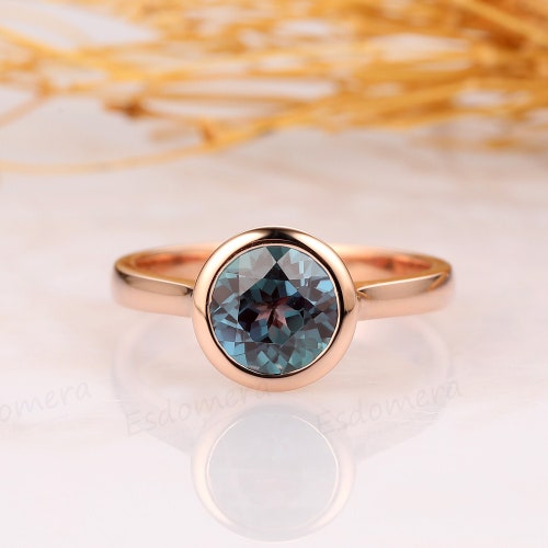 SOLID Gold Rose Cut Alexandrite Stacking Ring June - Etsy