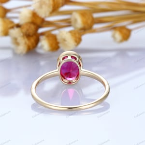 Gold Bezel Set Ruby Ring, Dainty Ruby Ring, 6x8mm Oval Cut Ruby Ring ...