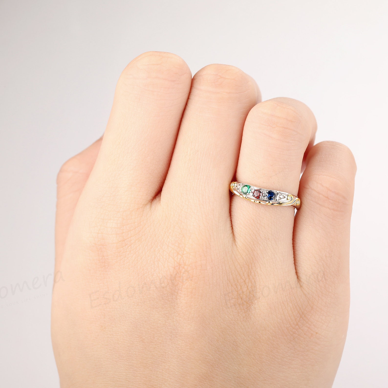 Video Game Ring 14k Two Tone Color Triforce Gemstone Wedding | Etsy