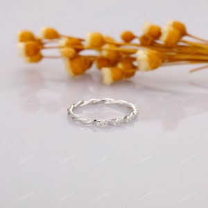 Moissanite Twisted Wedding Band, Stackable Ring for Women, Twisted Rope ...