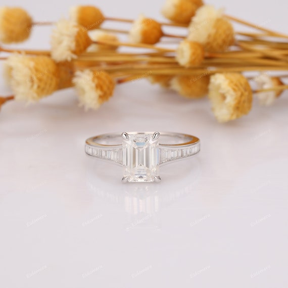 Emerald Cut Moissanite Engagement Ring 2CT Moissanite - Etsy
