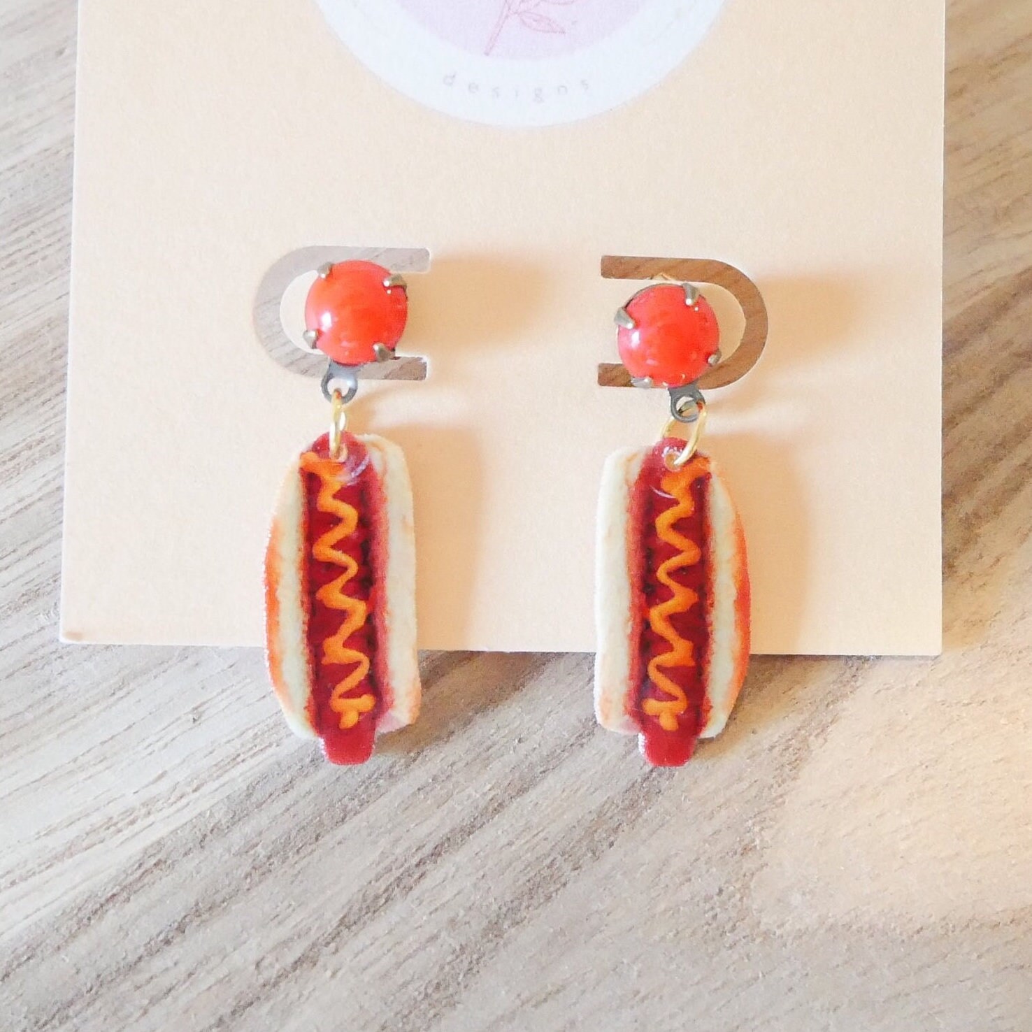 Hot Dog Charm Earrings Photo Picture Charm Resin Gold Hoop Post - Etsy