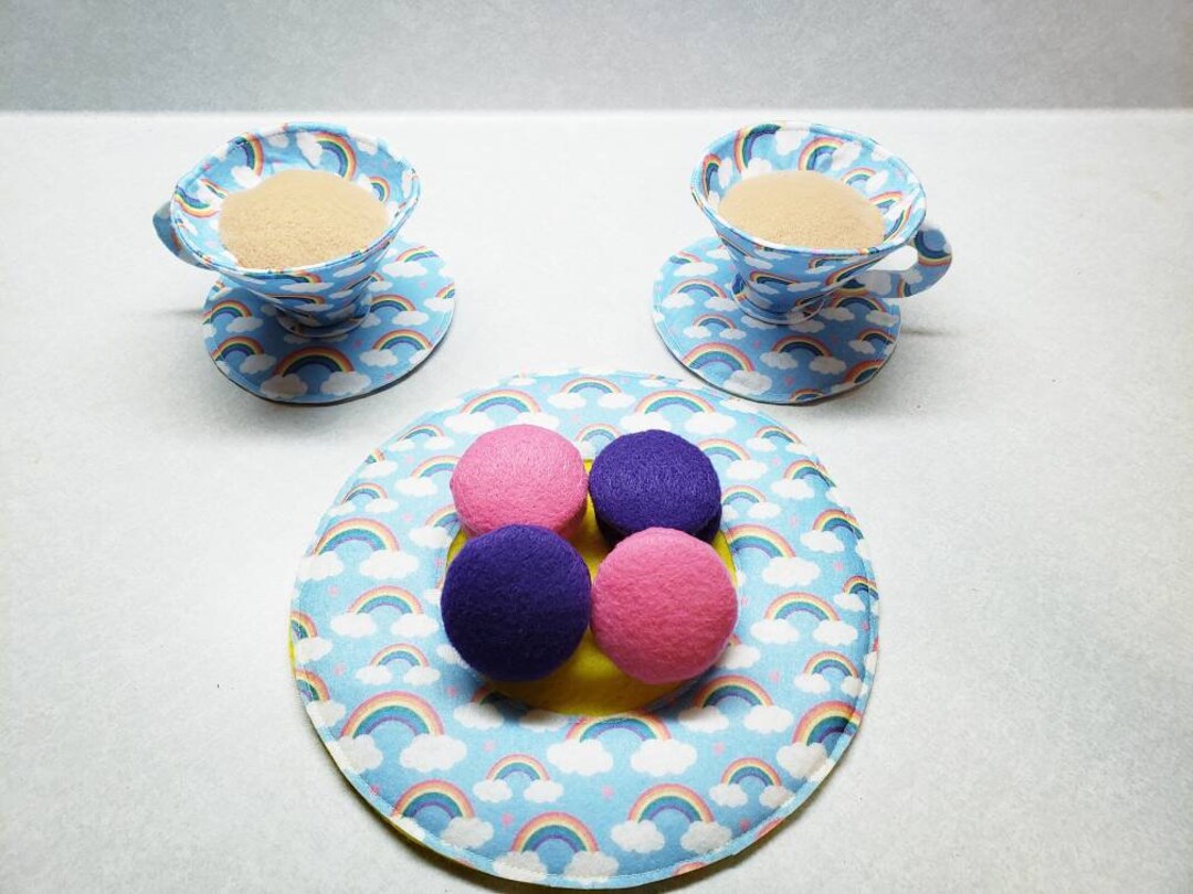 Tea Cup and Macaron Set Rainbows - Etsy