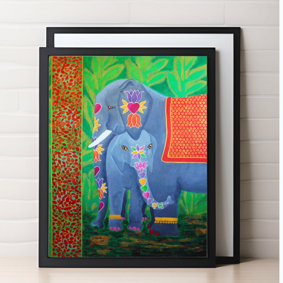 Elephant Print Indian Elephant Wall Art Jungle Animal - Etsy