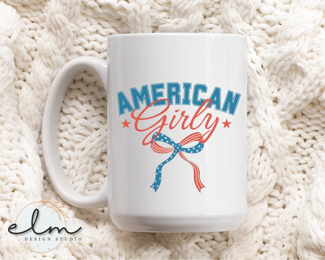 American Girly Bow Lover USA Coffee Mug Coquette Aesthetic Americana ...