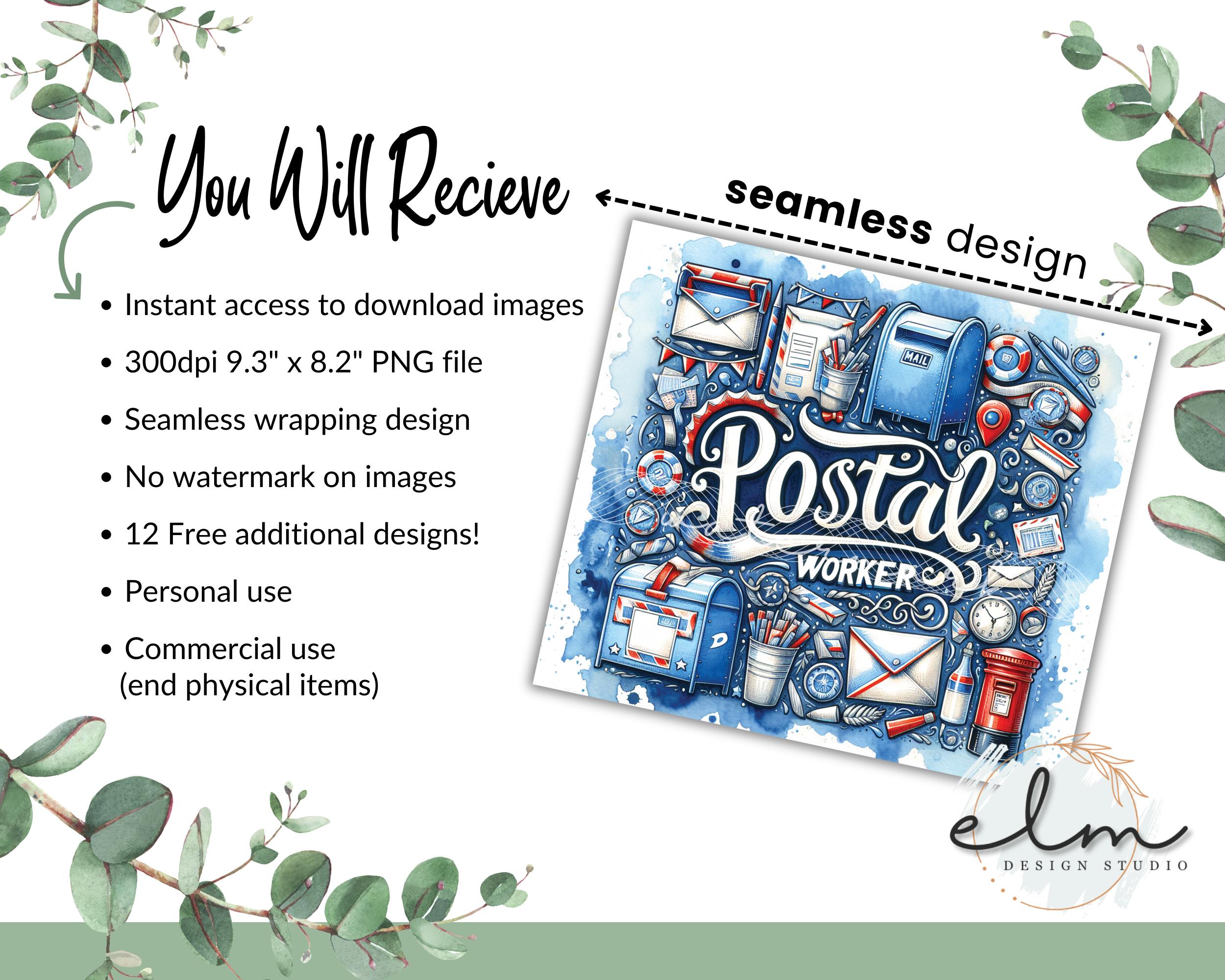 Postal Worker 20oz Skinny Tumbler Sublimation Design Wrap Cute Mail ...