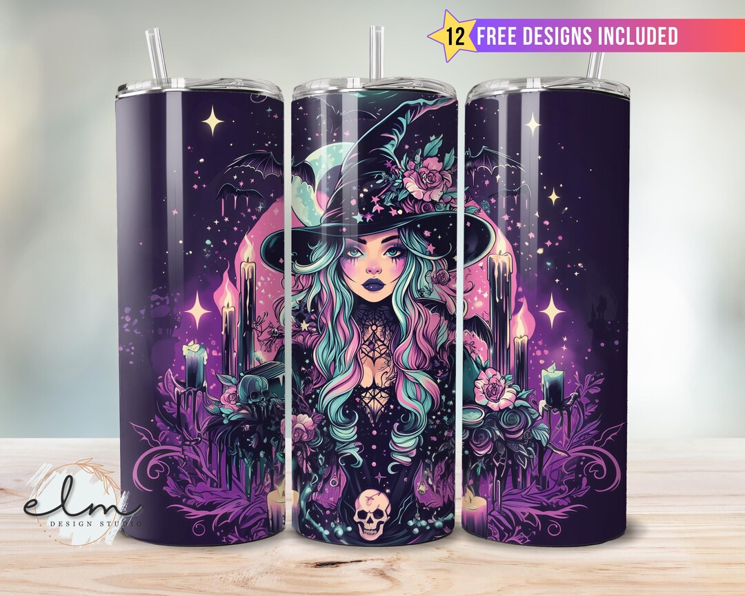 Neon Pastel Halloween Voodoo Moon Witch 20oz Skinny Tumbler Sublimation ...