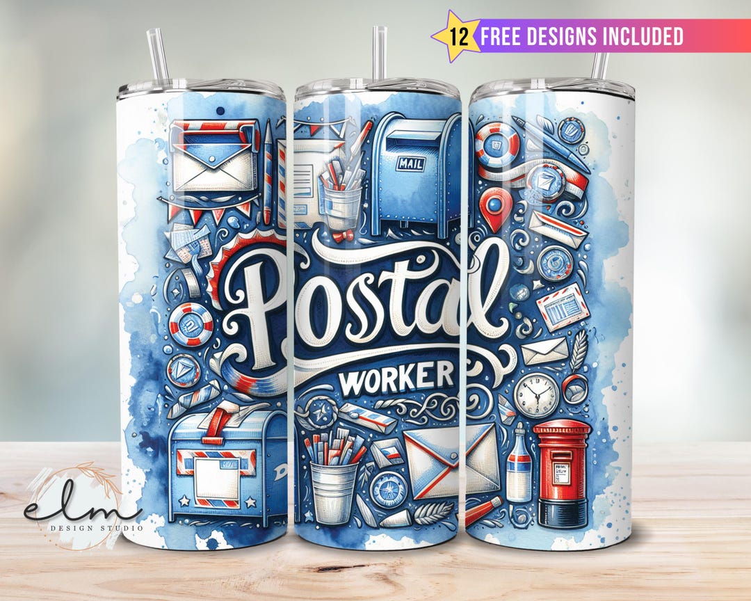 Postal Worker 20oz Skinny Tumbler Sublimation Design Wrap Cute Mail ...