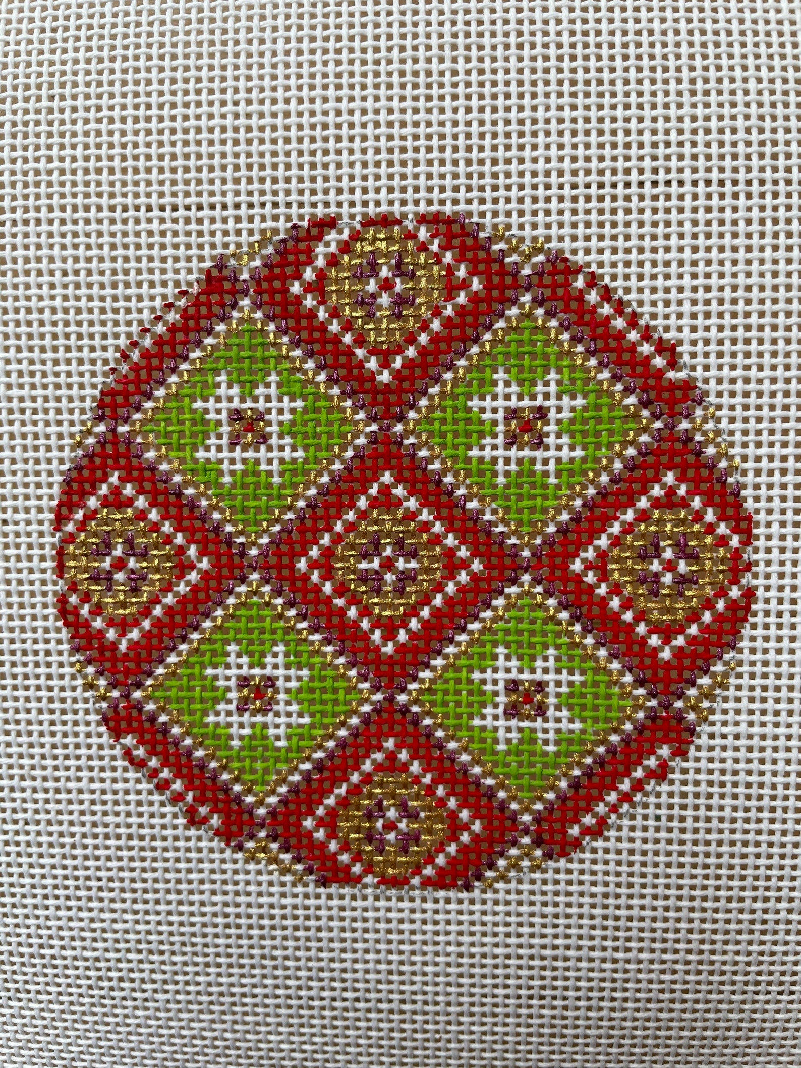 Hand Painted Needlepoint Canvas 3' round ornament 18 mesh | Etsy