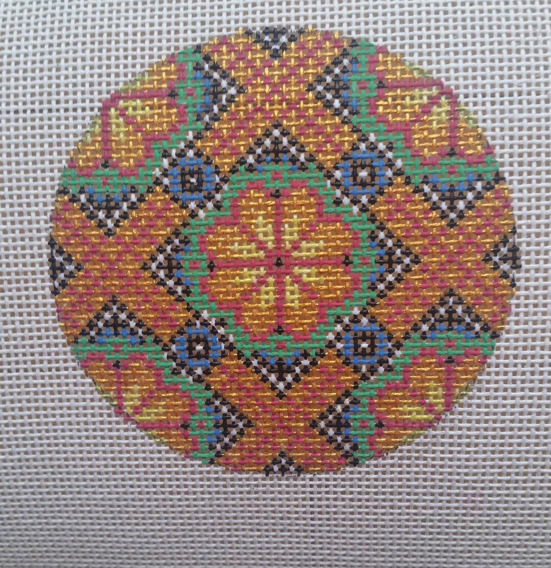 Hand Painted Needlepoint Canvas 3" Round Ornament 18 Mesh - Etsy