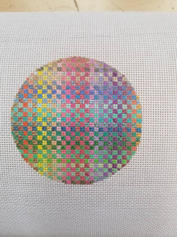 Hand Painted Needlepoint Canvas 3 Round Ornament | Etsy