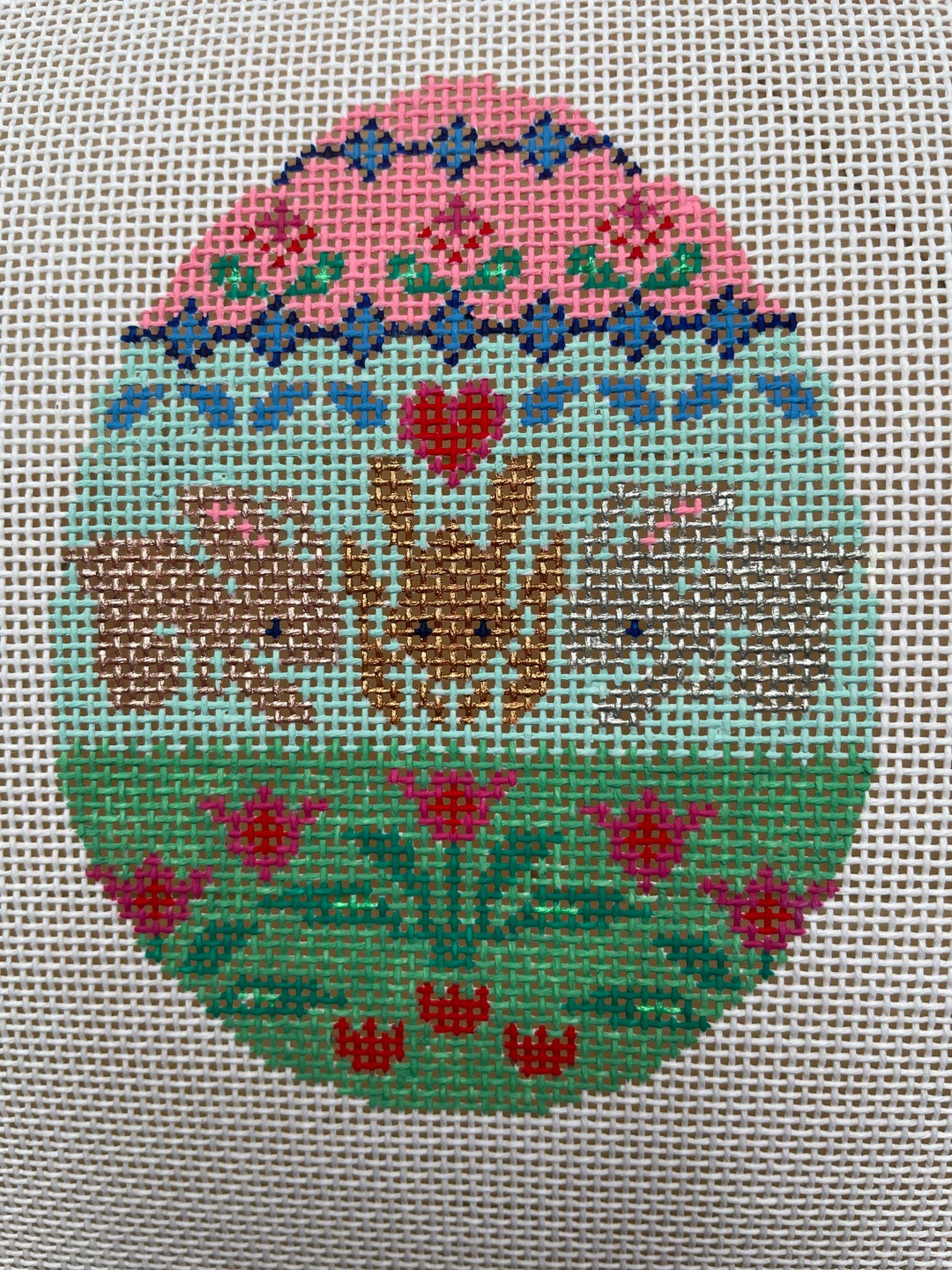 Hand Painted Needlepoint Canvas Easter Egg, 18 Mesh, Beautiful - Etsy