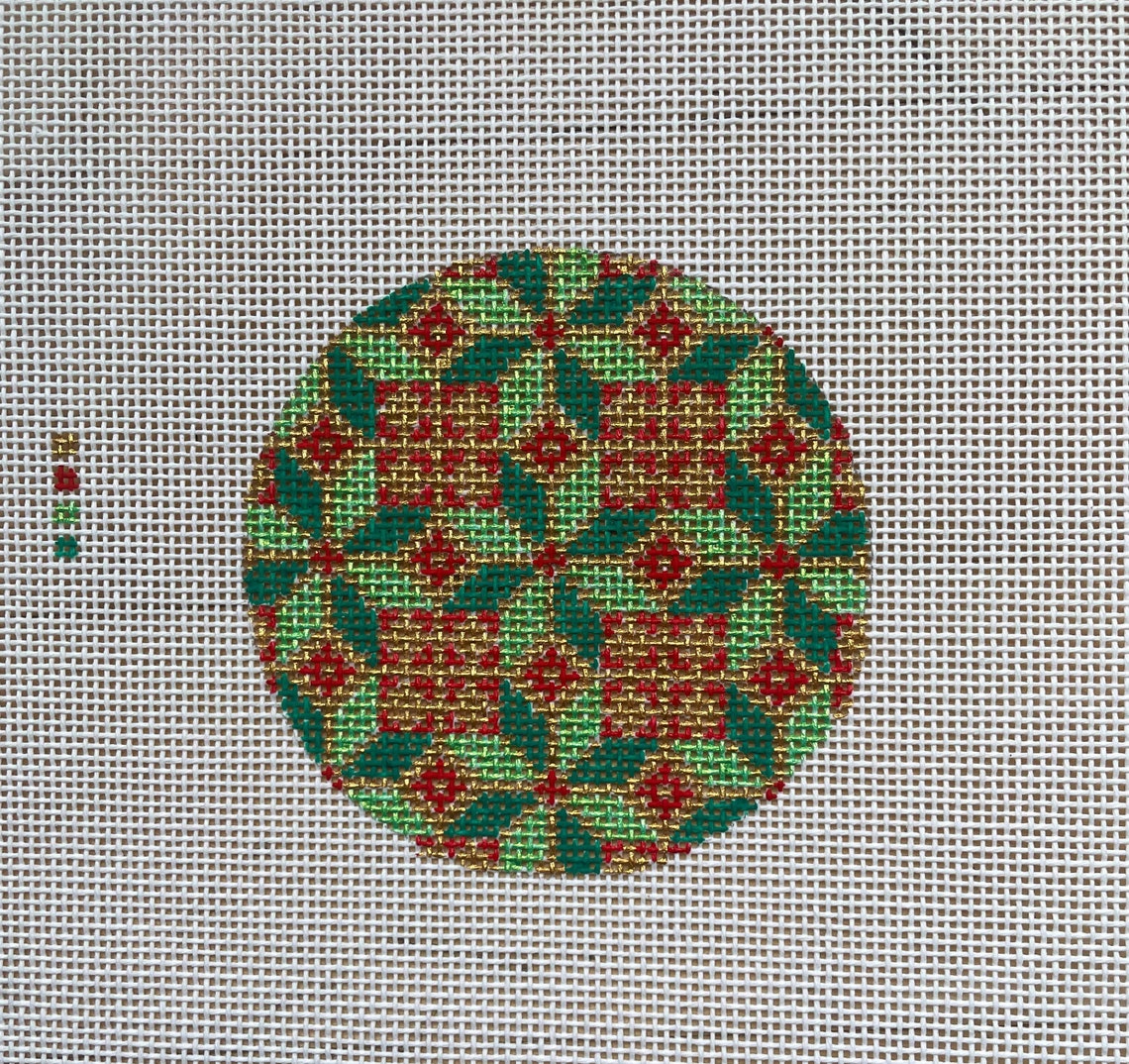 Hand Painted Needlepoint Canvas Round Ornament 18 or 13 Mesh - Etsy