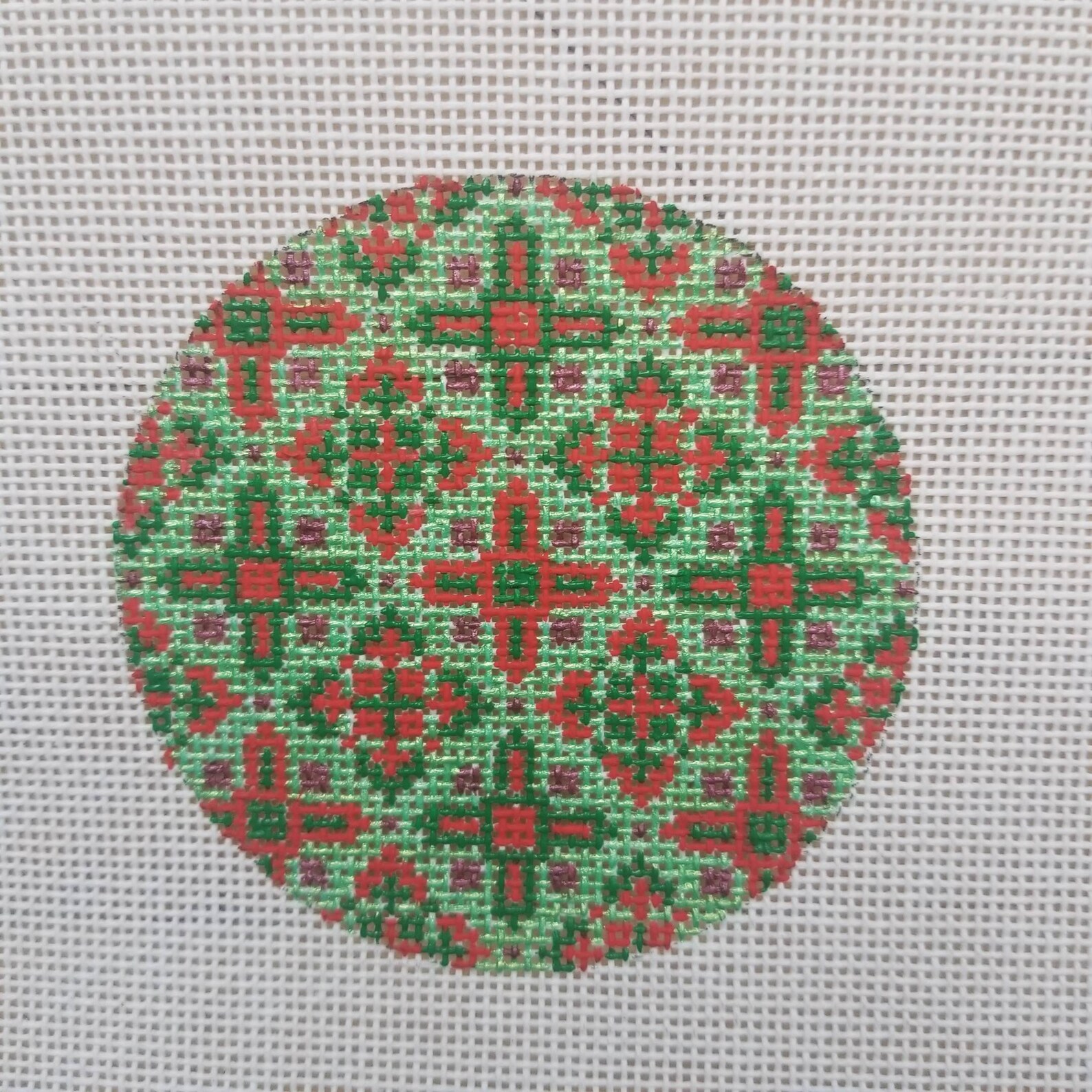 Hand Painted Needlepoint Canvas 3 Round Ornament 18 or - Etsy