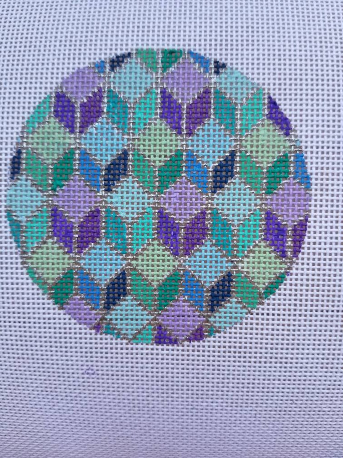 Hand Painted Needlepoint Canvas 3 Round Ornament | Etsy