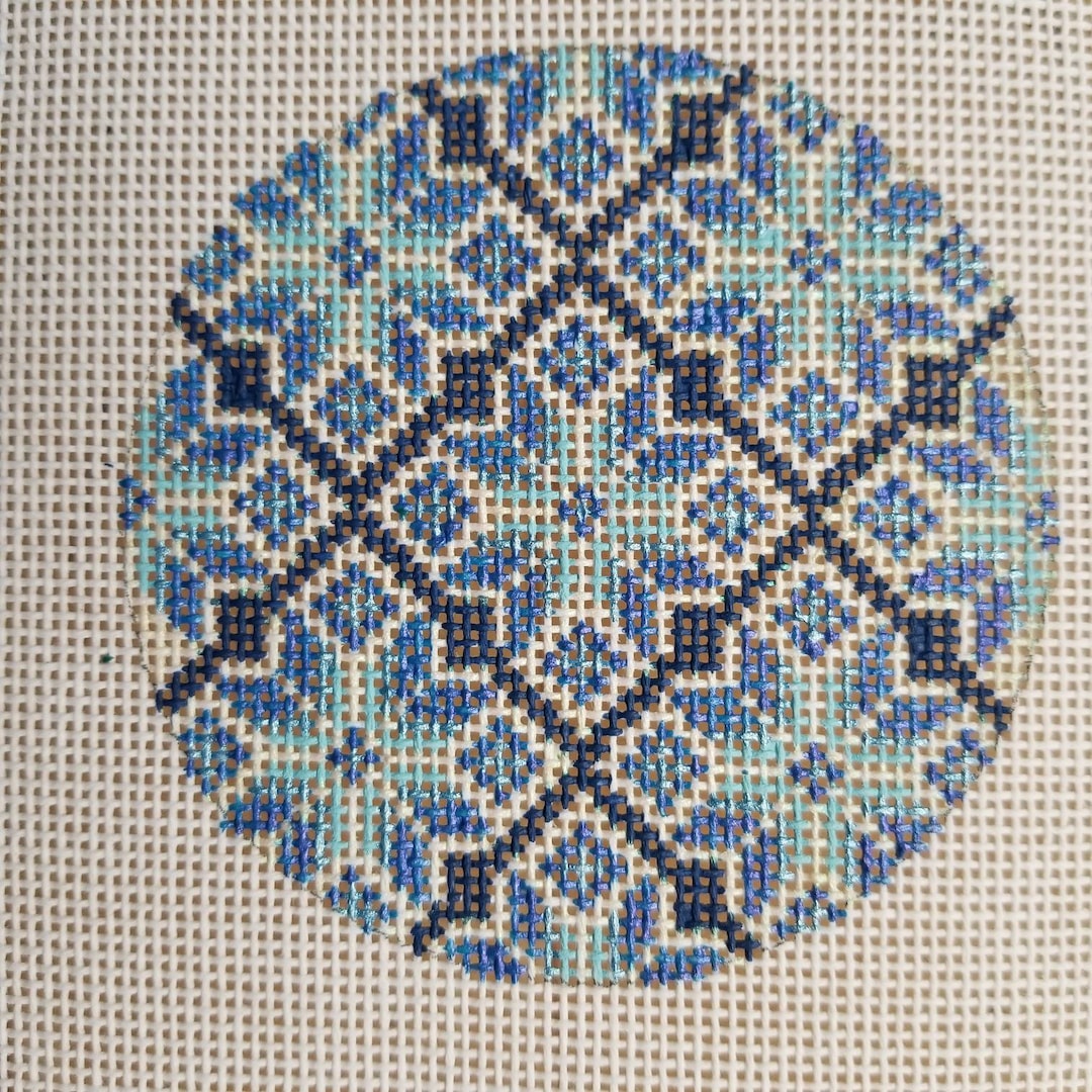 Hand Painted Needlepoint Canvas 3' Round Ornament 18 Mesh - Etsy
