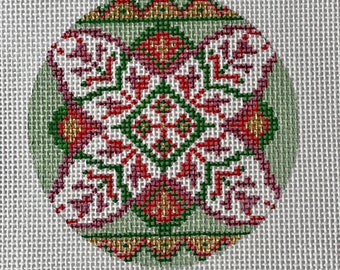 Hand Painted Needlepoint Canvas 3'' Round Ornament 18 Mesh - Etsy
