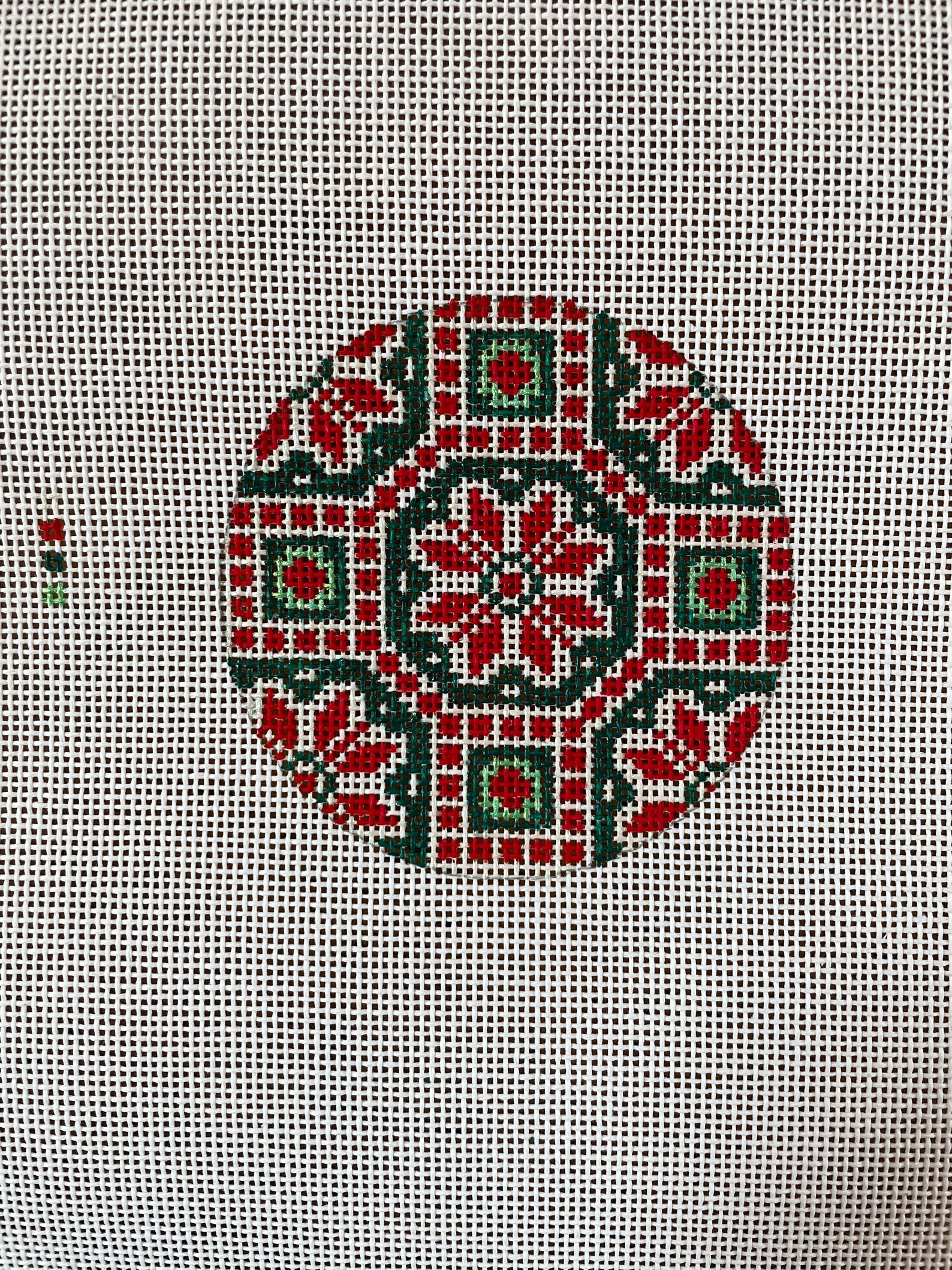 Hand Painted Needlepoint Canvas Round Ornament 4" on 13 Mesh 3" on 18 ...