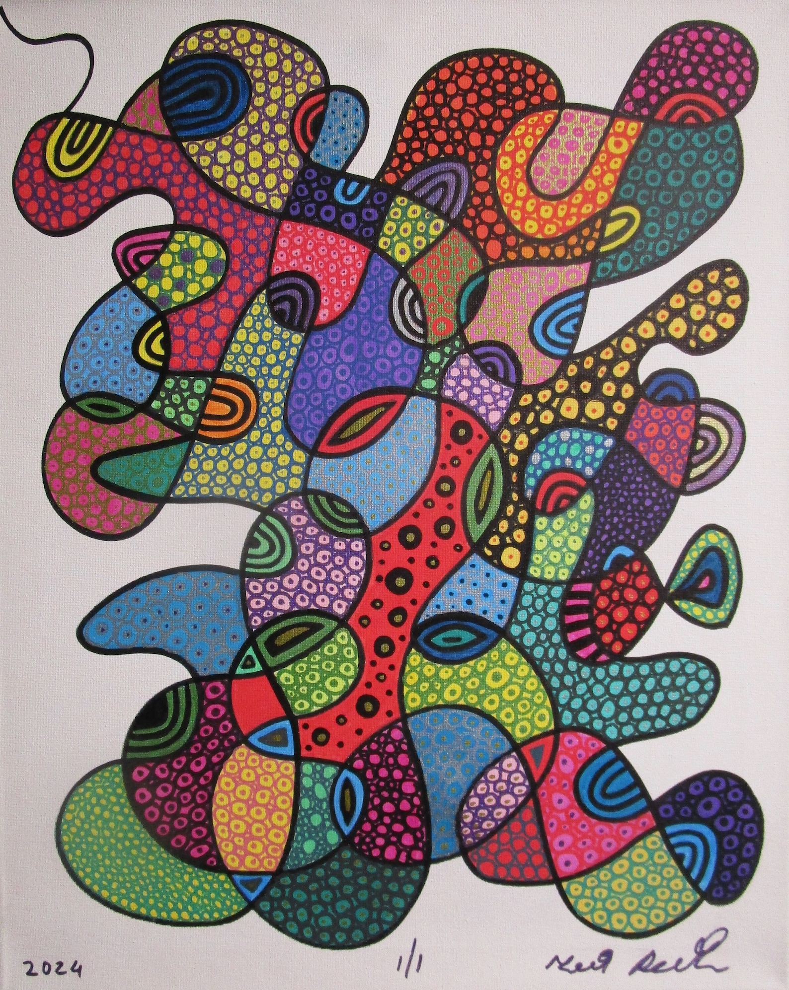 Painting Doodle Art by Marek Bacik Abstract Modern Sign Original 20" X ...