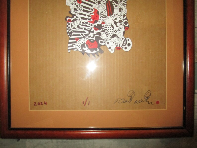 Abstract Art Painting Doodle by Polish Artist Marek Bacik Size 17.5" X ...