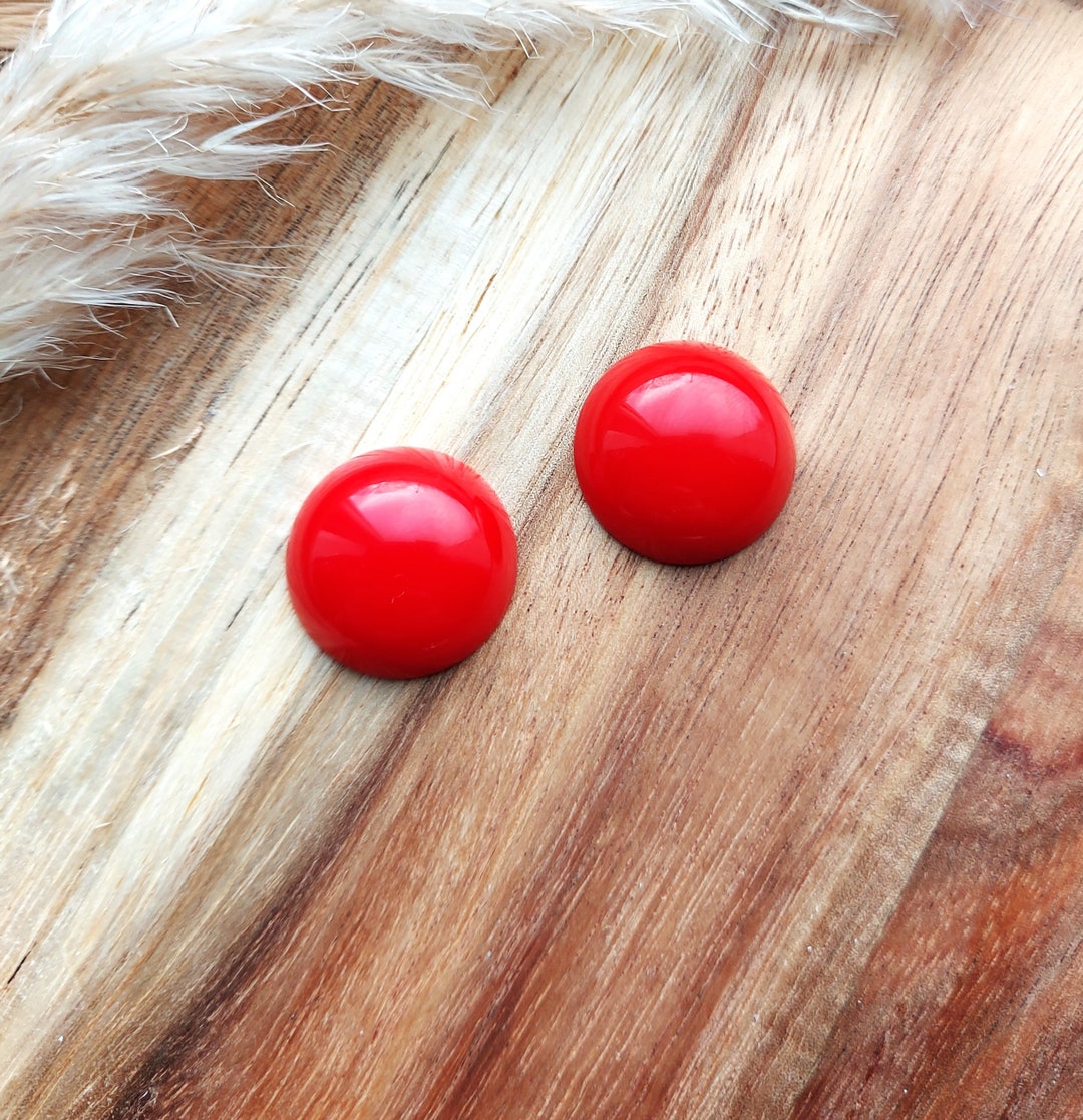 Red Resin Stud Earrings: 1950s Rockabilly Style - Etsy