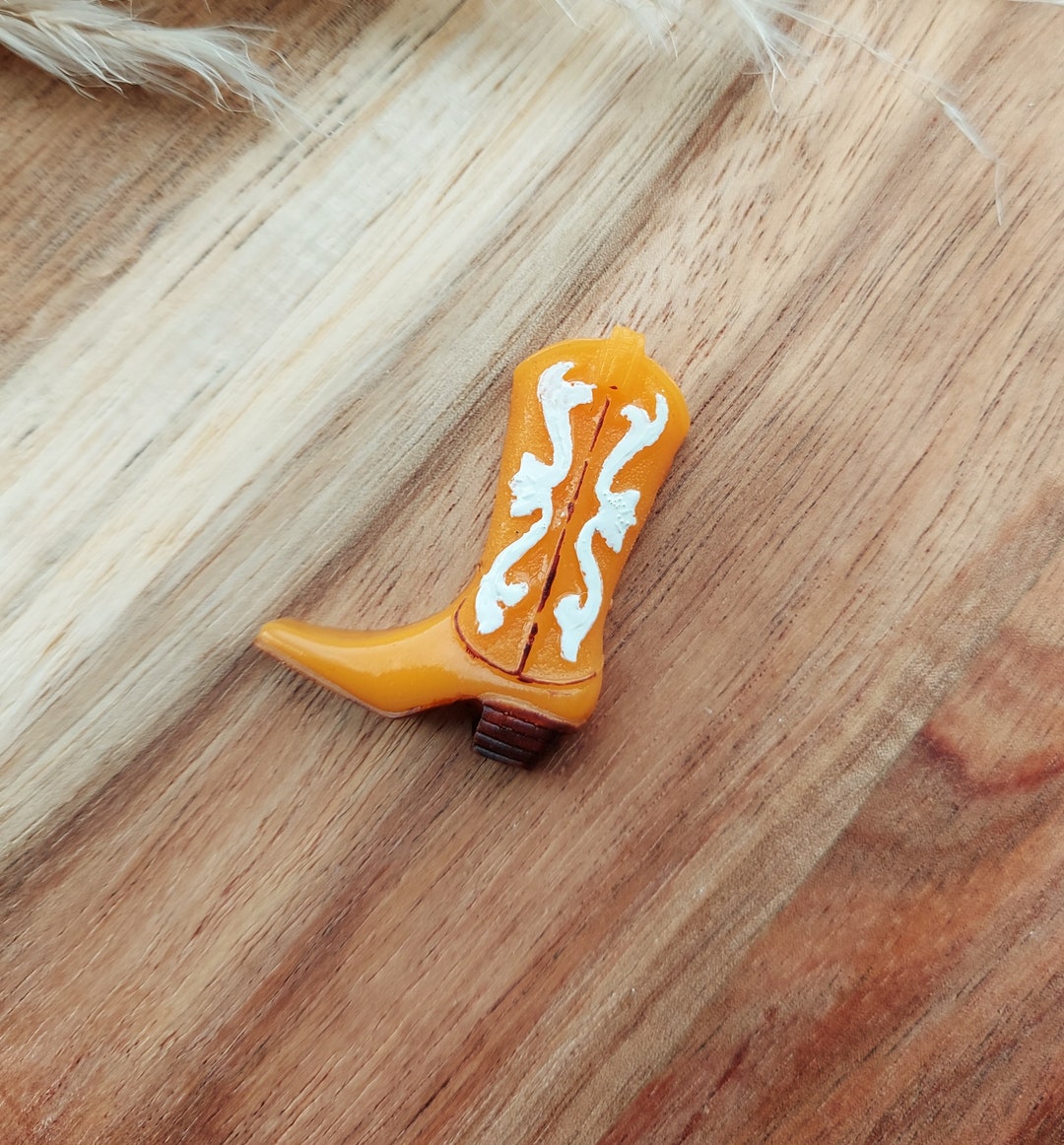 Orange Cowboy Boot Brooch Made in Resin With Hand Painted Details ...