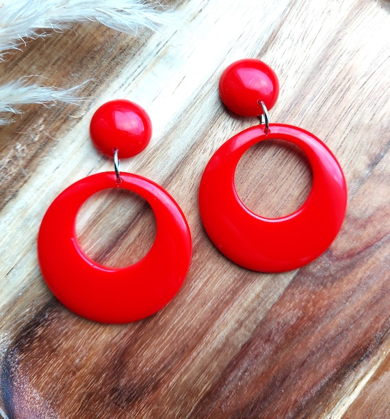 Red earrings hoops store
