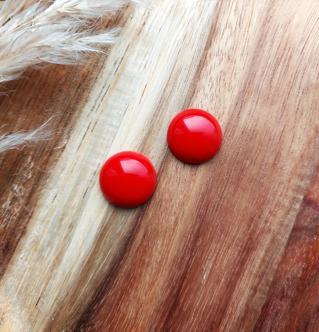 Rockabilly Cherry Red Earrings, 1950's Style Studs, Resin Earrings by ...