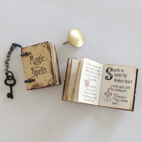 Miniature 'aged' Magic & Spell Book with Printed | Etsy