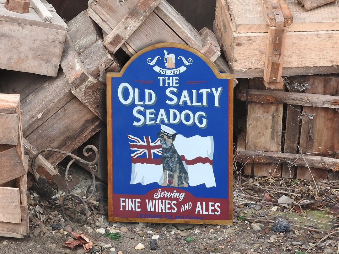Big Bar Sign With Dog Portrait, Painted English Pub Sign, Bar Decor ...