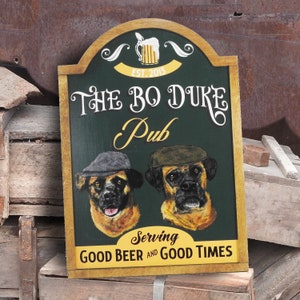 Bar Sign With Dog Portrait, Painted English Pub Sign, Bar Decor ...