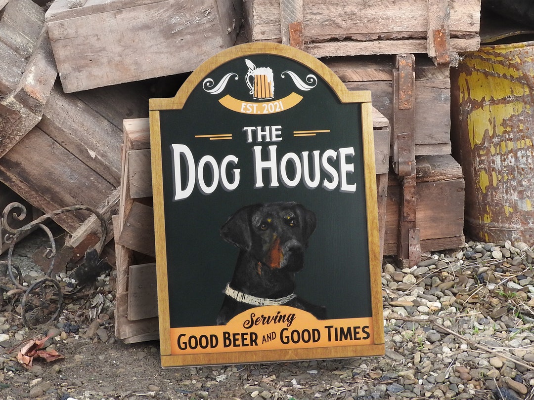 Bar Sign With Dog Portrait, Painted English Pub Sign, Bar Decor ...