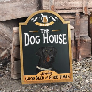 Bar Sign With Dog Portrait, Painted English Pub Sign, Bar Decor ...