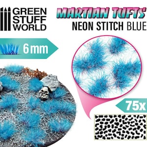 Martian Fluor Tufts NEON STITCH BLUE Scenery Miniature Basing ...