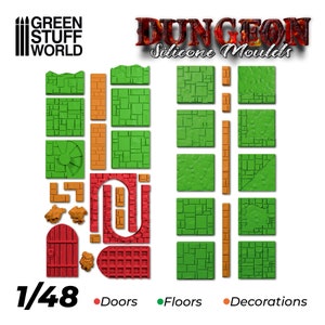 Silicone Moulds - Dungeon - Dnd Wargames Terrain Bases Mat - Doors ...
