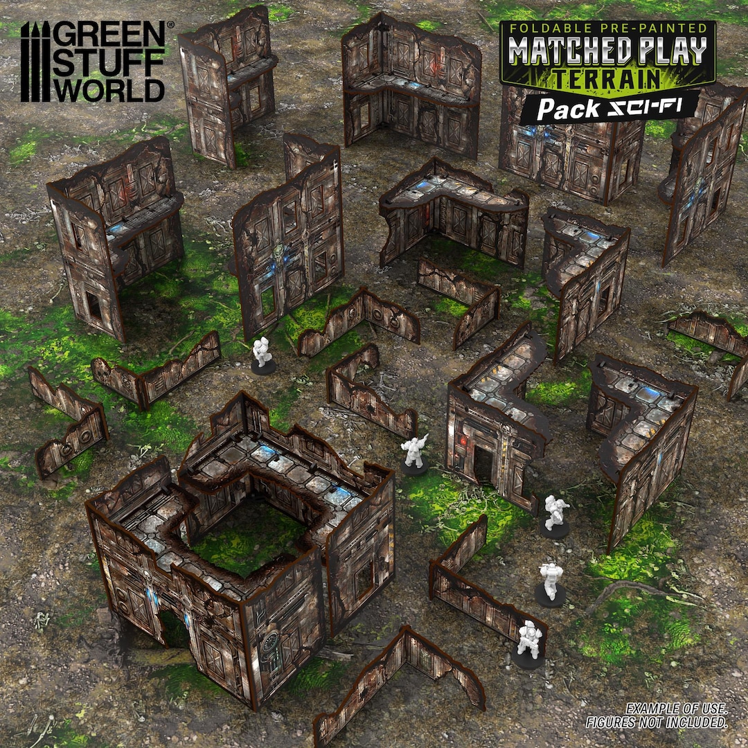 Pre-painted Foldable Matched Play Terrain Pack - Sci-fi Terrain Painted ...