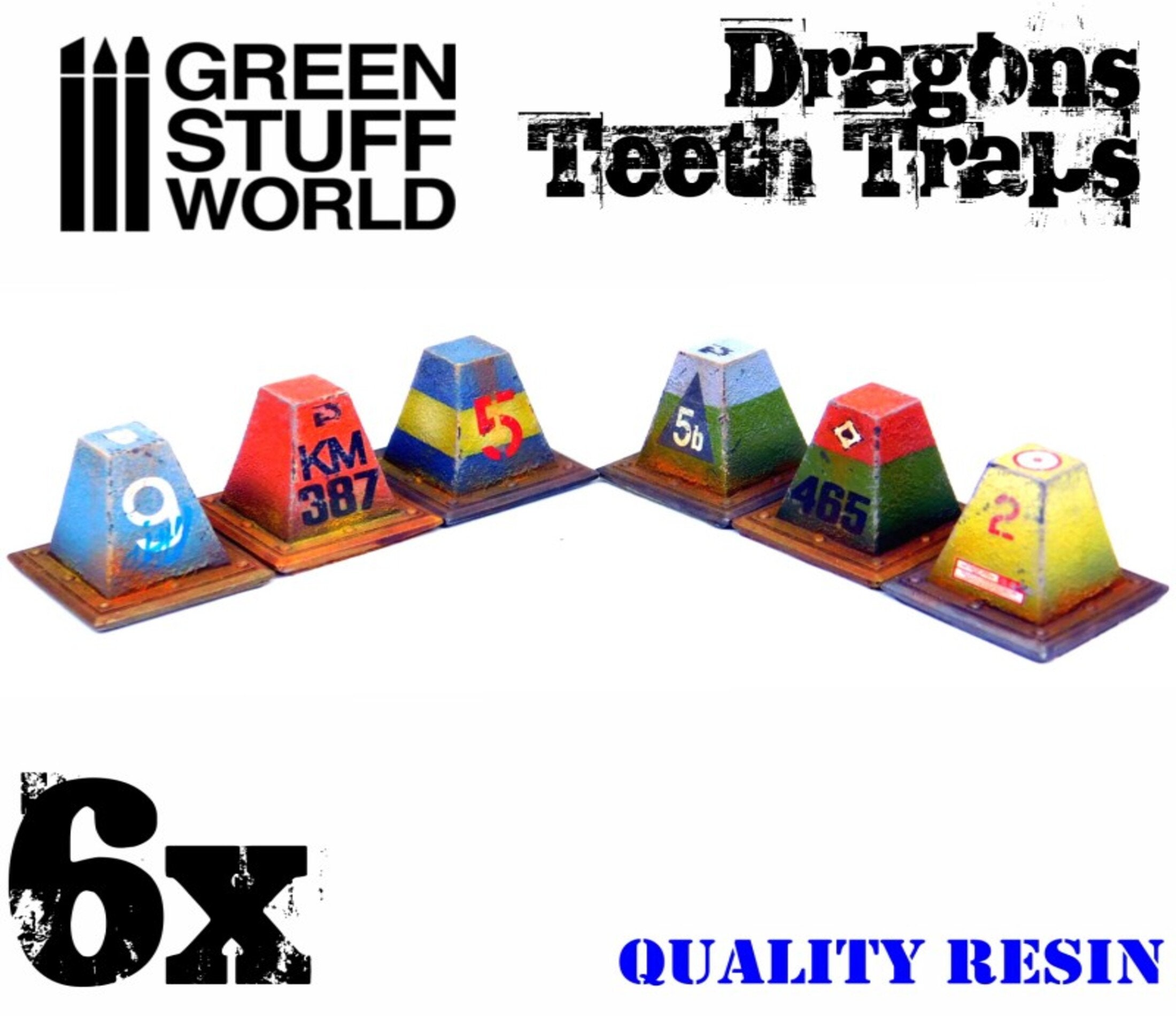 6x Resin Dragon Teeth Traps for Tanks - Compatible With Wargames ...