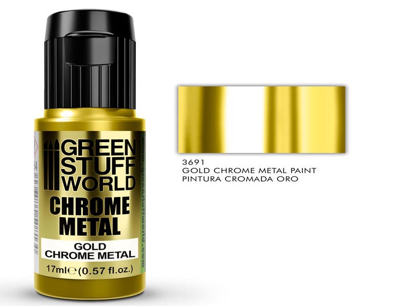 Chrome Paint - GOLD 17ml - Brush and Airbrush Metallic Paint Mirror ...
