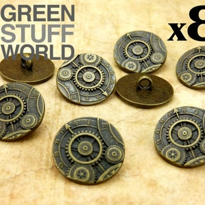 8x Steampunk Buttons GEARS MECHANISM - Bronze - 7/8" (22mm) - Metal ...