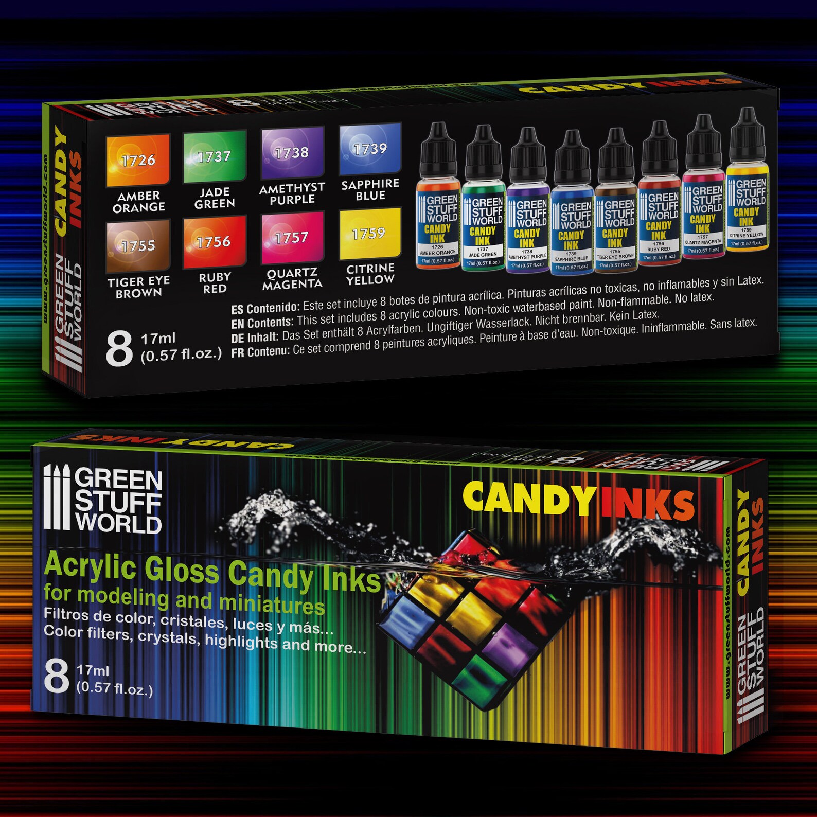 Set 8x Candy Inks Brush Airbrush Acrylic Paints Brilliant | Etsy