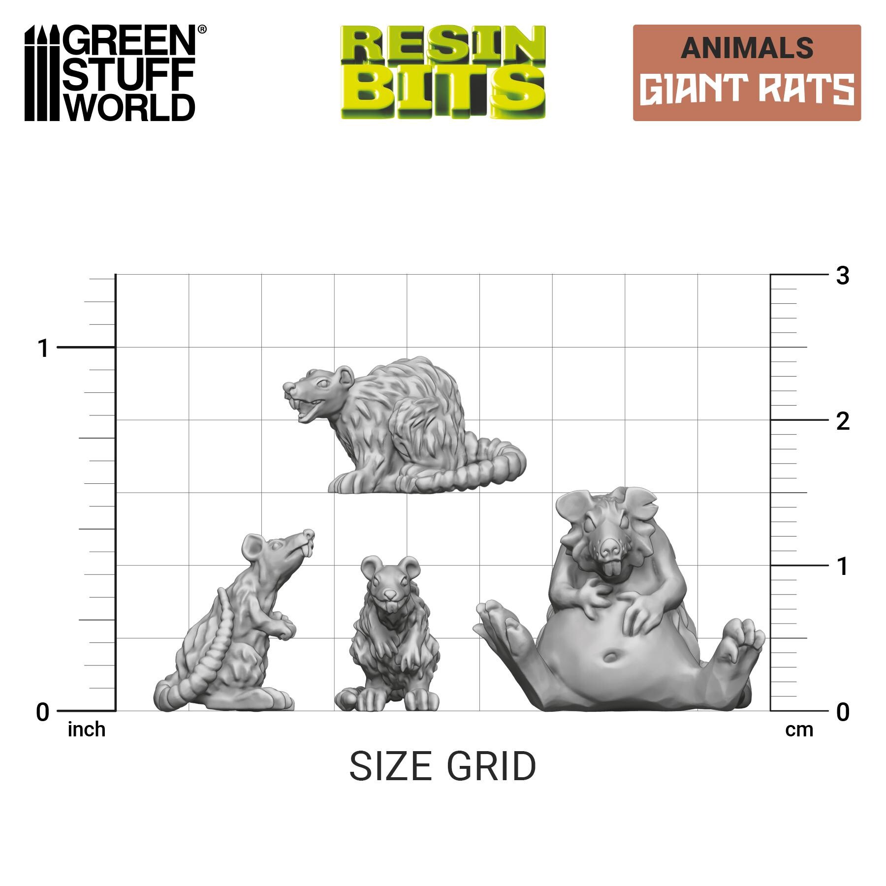 GIANT RATS Resin Set - Wargames Miniature Battlefield Warzone Skaven ...
